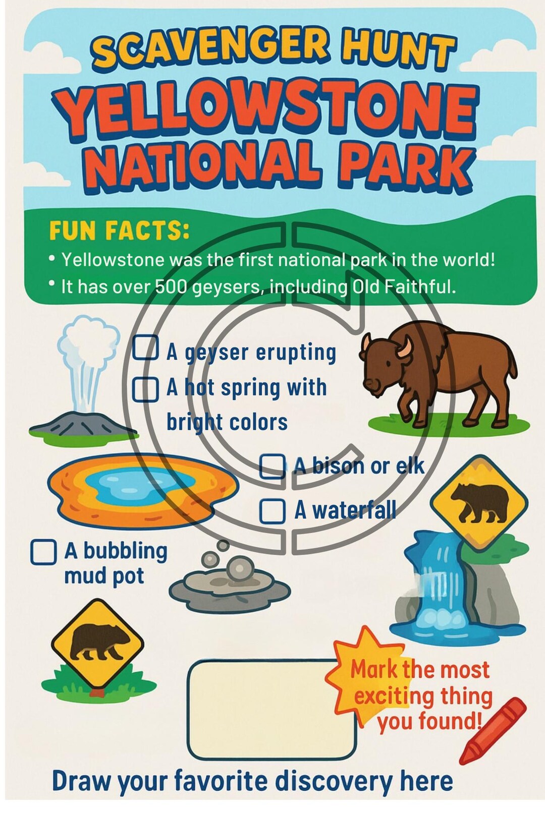 Yellowstone National Park Scavenger Hunt - Etsy