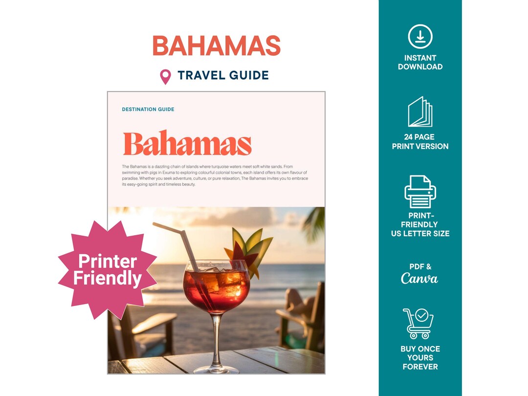 Bahamas Travel Guide, Printable Itinerary (US Letter PDF) - Etsy