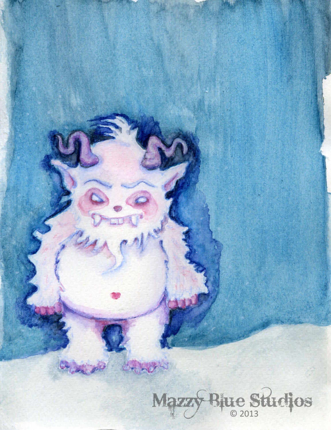Yeti in the Snow Painted in Watercolor Children's Art Illustration "a ...