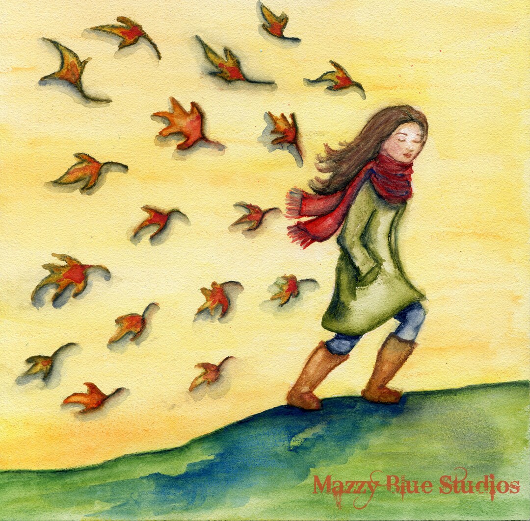 Art Print Portrait of Girl in the Fall Autumn on A Walk Leaves - Etsy