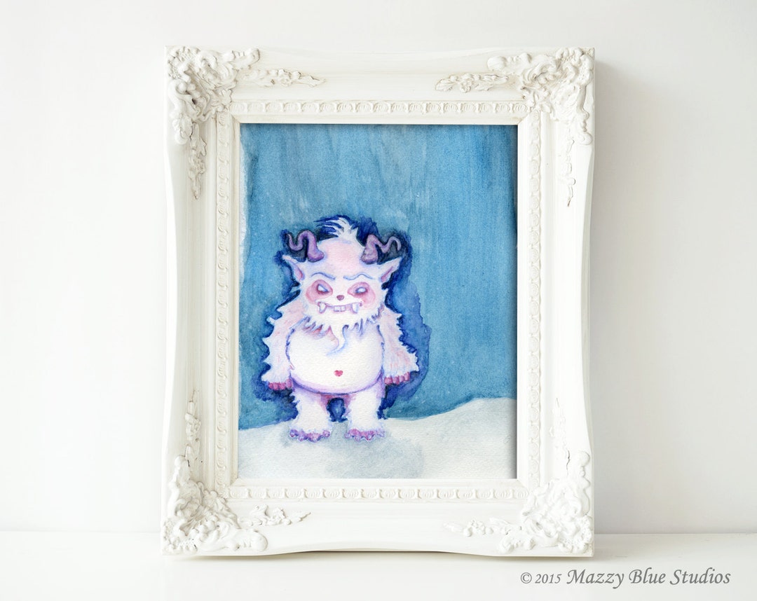 Yeti in the Snow Painted in Watercolor Children's Art Illustration "a ...
