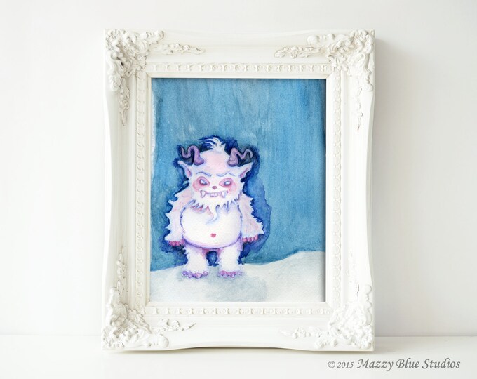 Yeti in the Snow Painted in Watercolor Children's Art Illustration a ...
