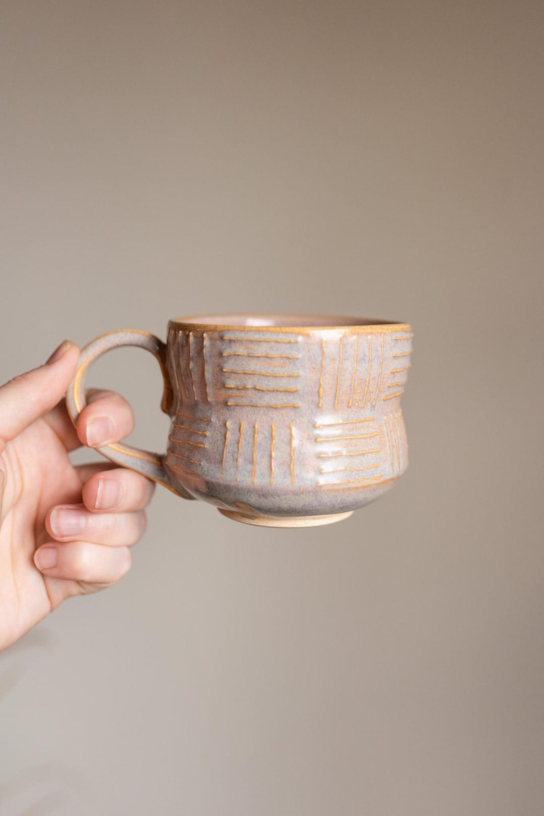 Multi Color Mug With Textured Lines - Etsy