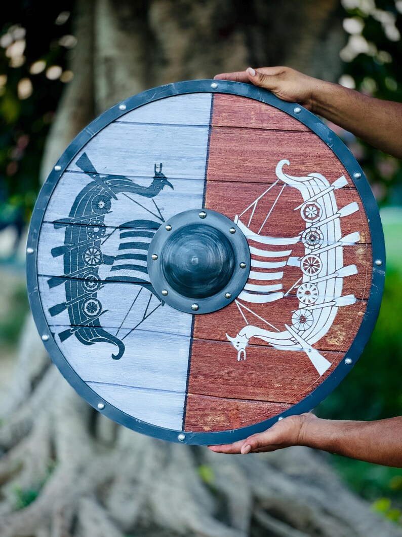 Viking Wooden Shield: Norse Longship Decor, LARP Cosplay Prop - Etsy