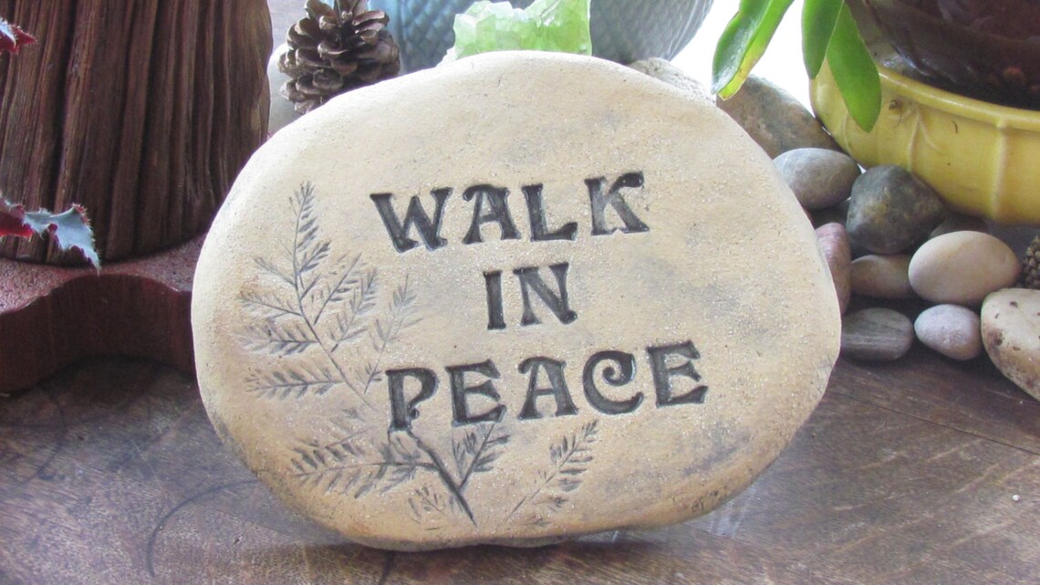 Walk in peace sign Peace Stone. Zen wisdom. Garden rock | Etsy