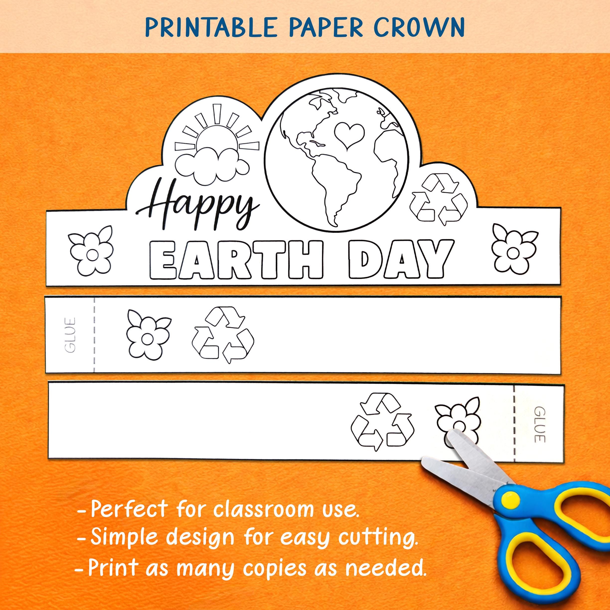 Earth Day Craft, Printable Crown Coloring Pages (digital Download) - Etsy