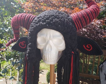 Ready to Ship Krampus Kids Hat Wild Furry Horn Fur Hat Monster Black ...