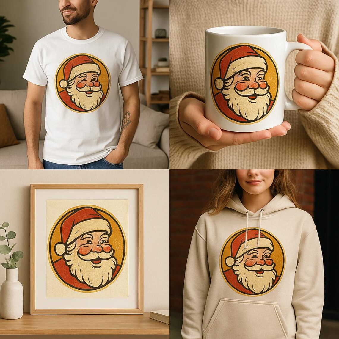 Vintage Santa Png – Retro Christmas Svg – Merry Christmas Design ...
