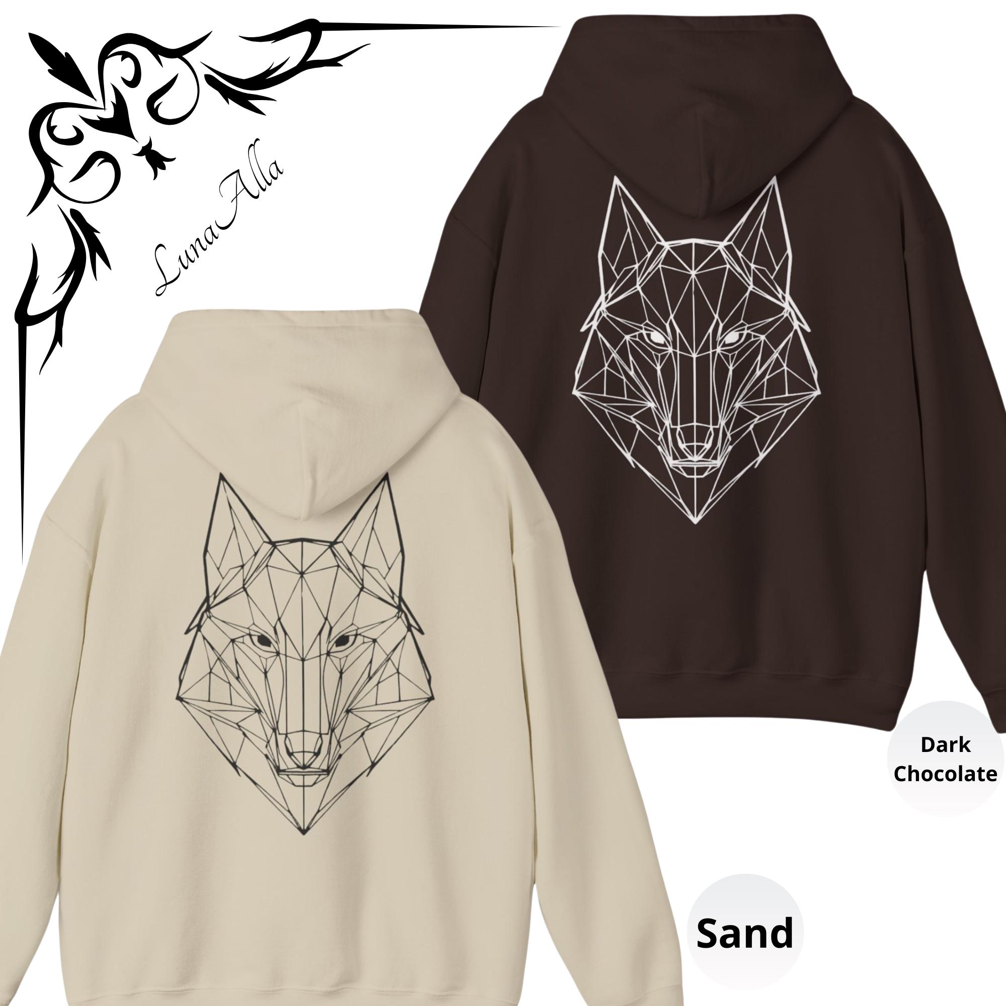 Sudadera con capucha geométrica de lobo, sudadera con capucha de ...