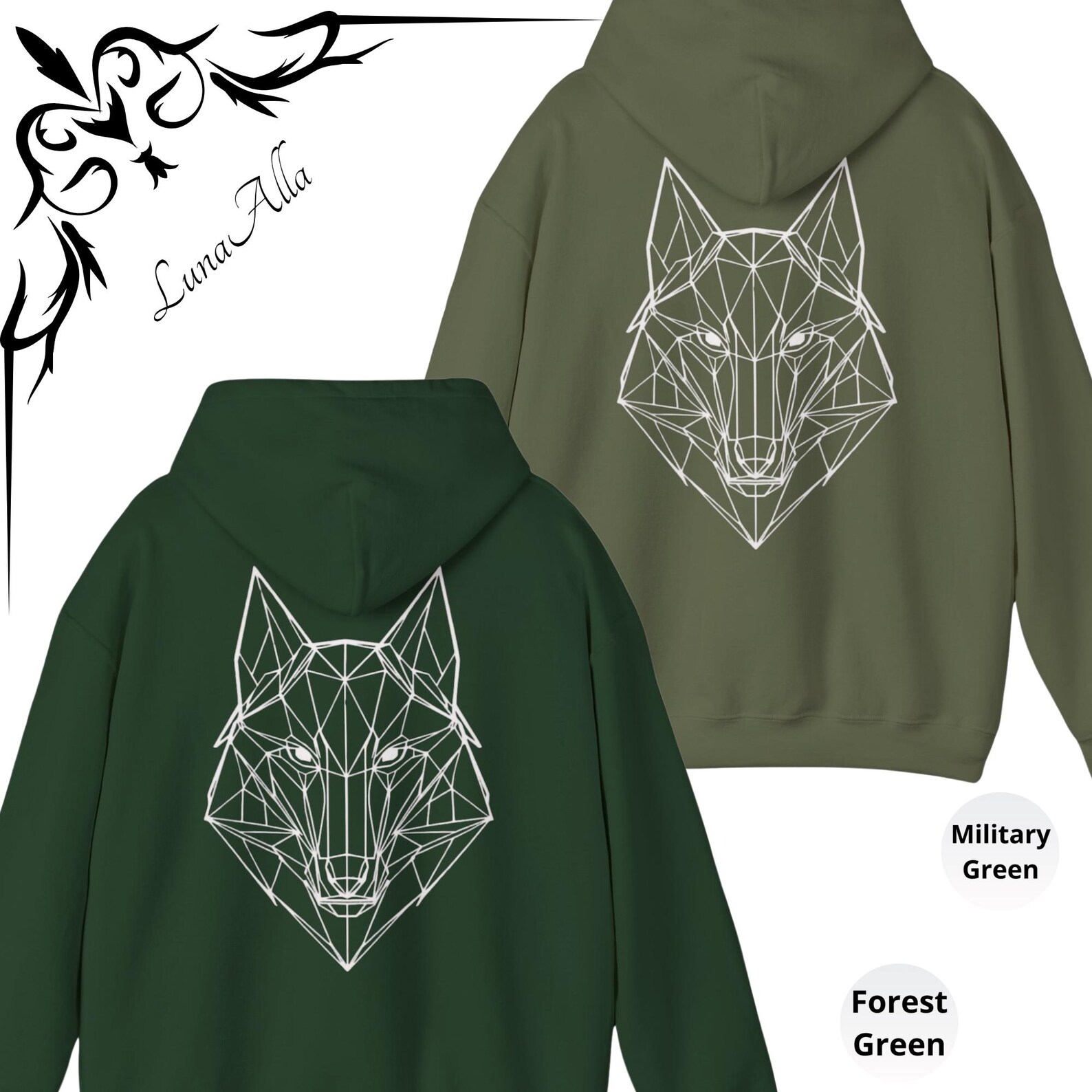 Sudadera con capucha geométrica de lobo, sudadera con capucha de ...