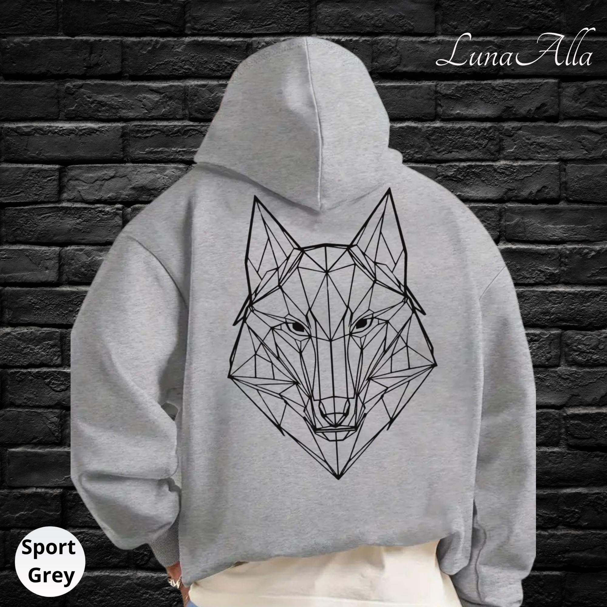 Sudadera con capucha geométrica de lobo, sudadera con capucha de ...