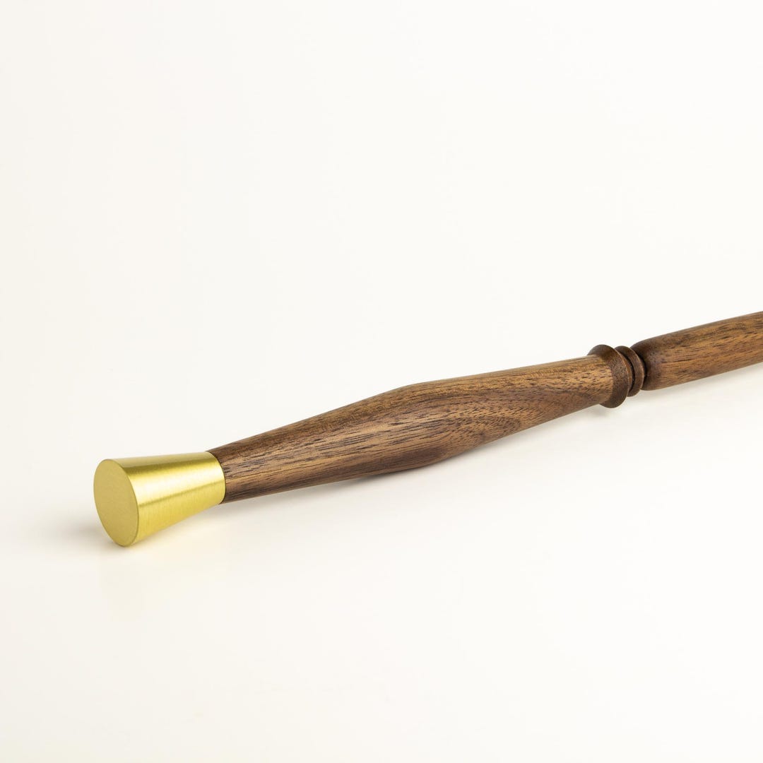 Black Walnut Wood Wand With Solid Brass Pommel - 15.75 Inches - Etsy