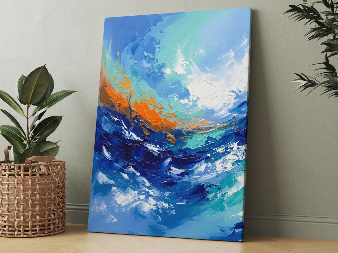 Impasto Ocean Waves Oil Painting, Abstract Seascape Art (digital Print ...