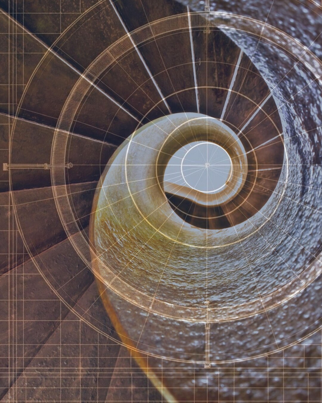 Fibonacci Spiral Staircase Print – Sacred Geometry Architecture Art ...