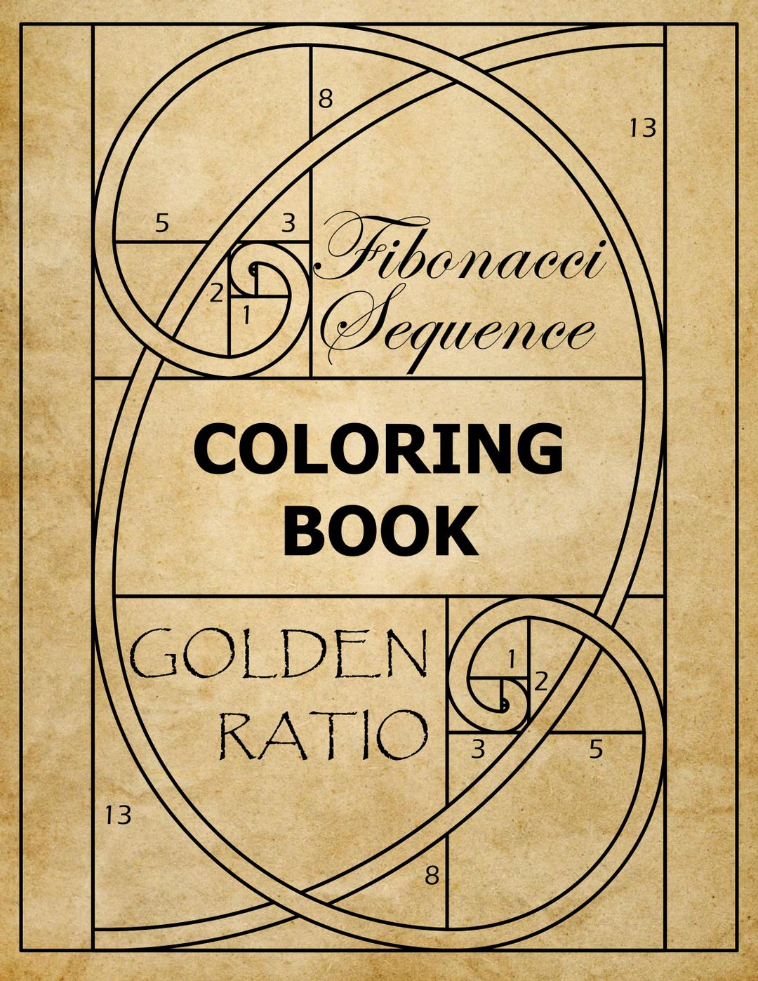 Fibonacci Sequence Coloring Book – Golden Ratio Geometry Pages, Digital ...