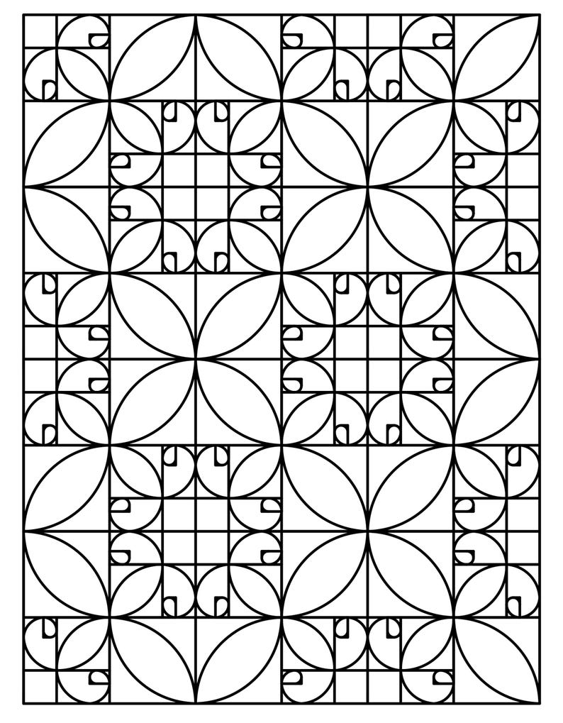 Fibonacci Sequence Coloring Book – Golden Ratio Geometry Pages, Digital ...