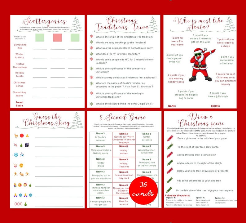 Printable Christmas Game Bundle Christmas Party Games Christmas Games ...
