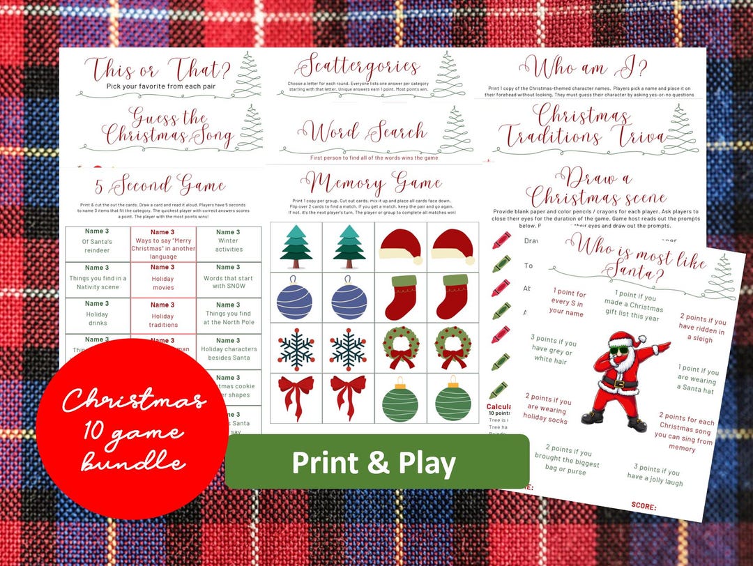 Printable Christmas Game Bundle Christmas Party Games Christmas Games ...