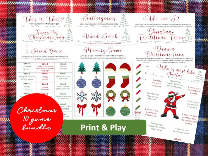 Printable Christmas Game Bundle Christmas Party Games Christmas Games ...