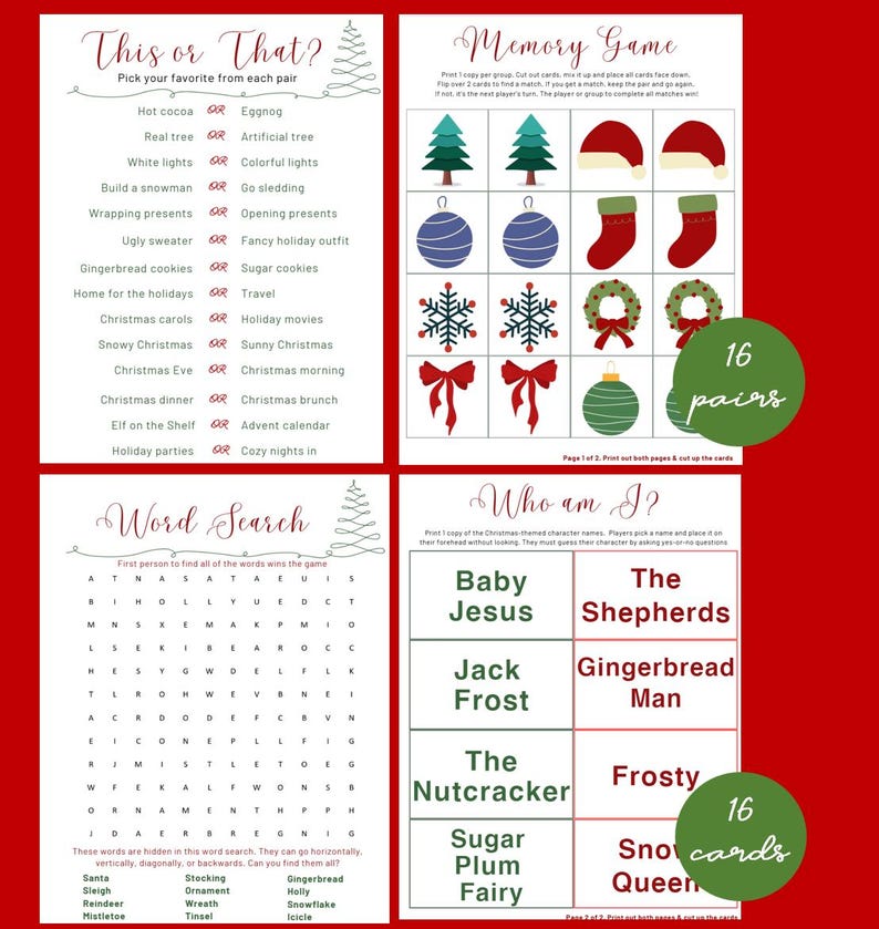 Printable Christmas Game Bundle Christmas Party Games Christmas Games ...