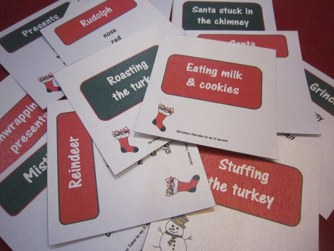Printable Christmas Party Game, Family Holiday Game charades & Taboo ...
