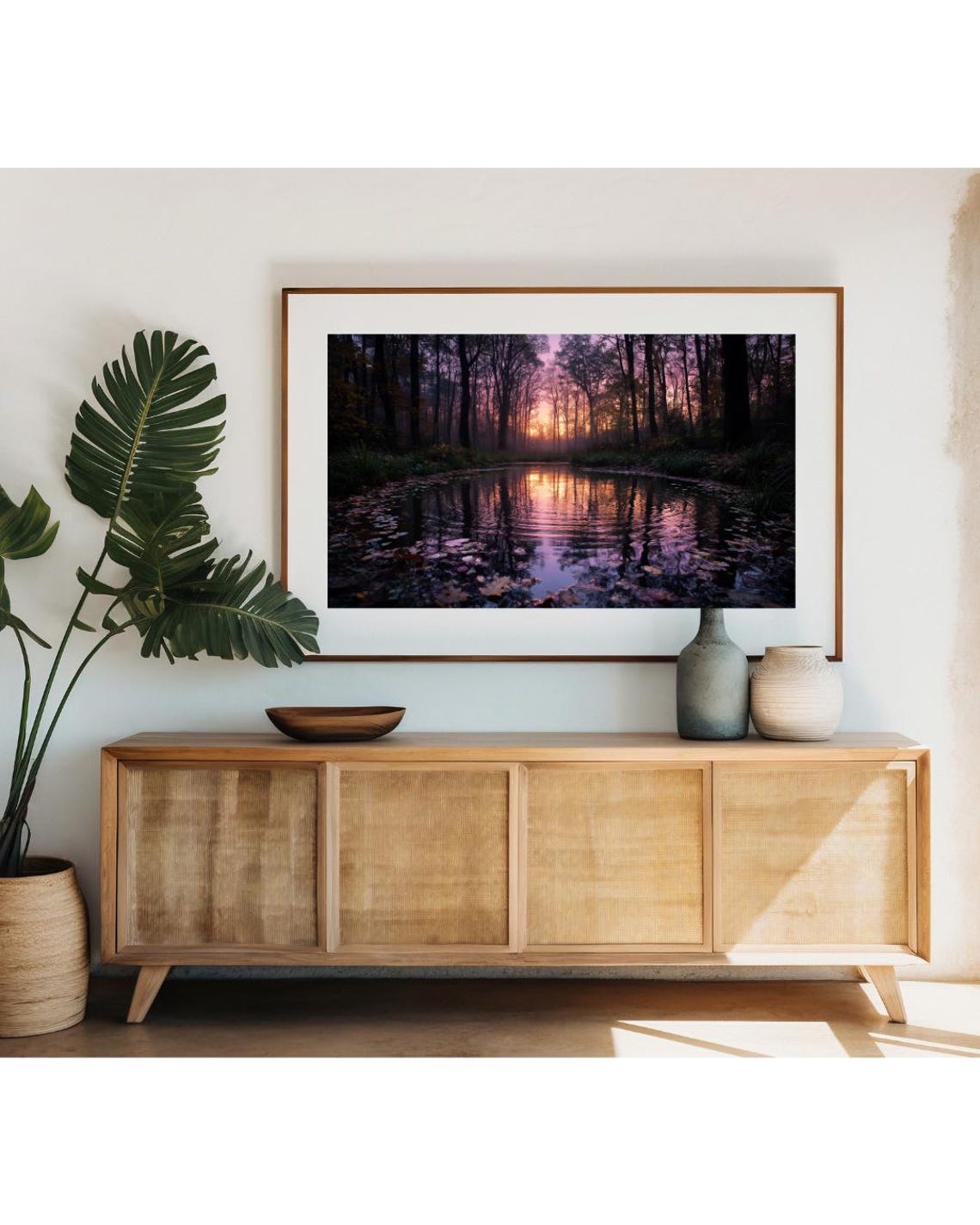 Forest Pond at Sunset 8K Digital Wall Art – Dreamy Autumn Reflections ...