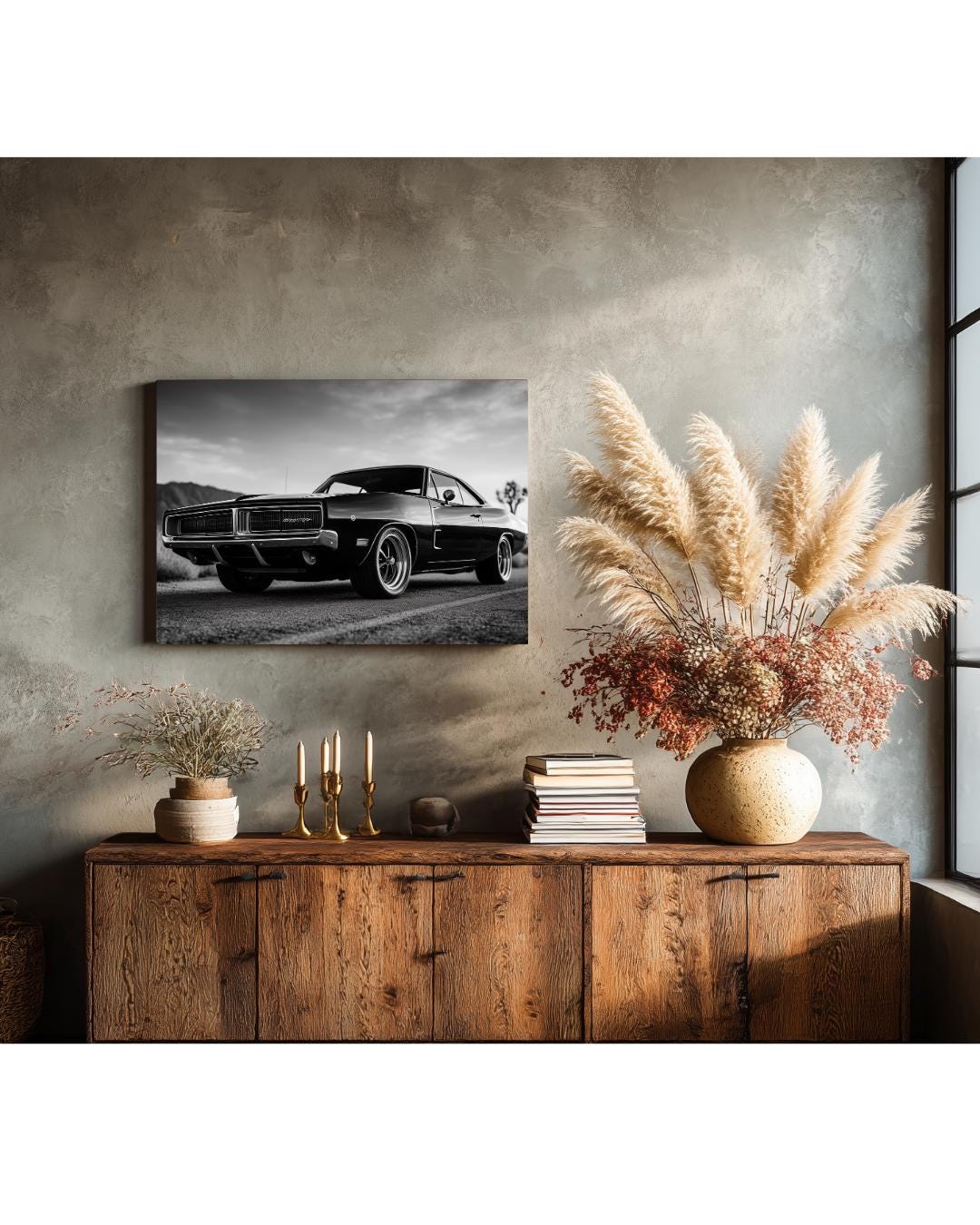 8K Black and White Muscle Car Print: Retro Garage Art (digital Download ...