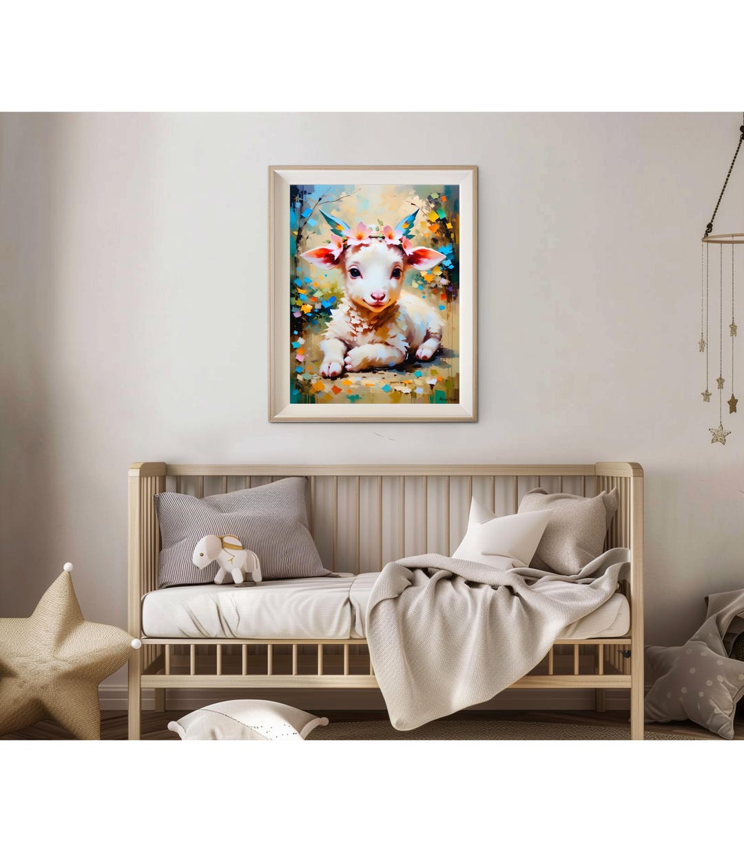 Baby Fairy Lamb Art Print – Whimsical Fantasy Lamb With Flower Crown ...
