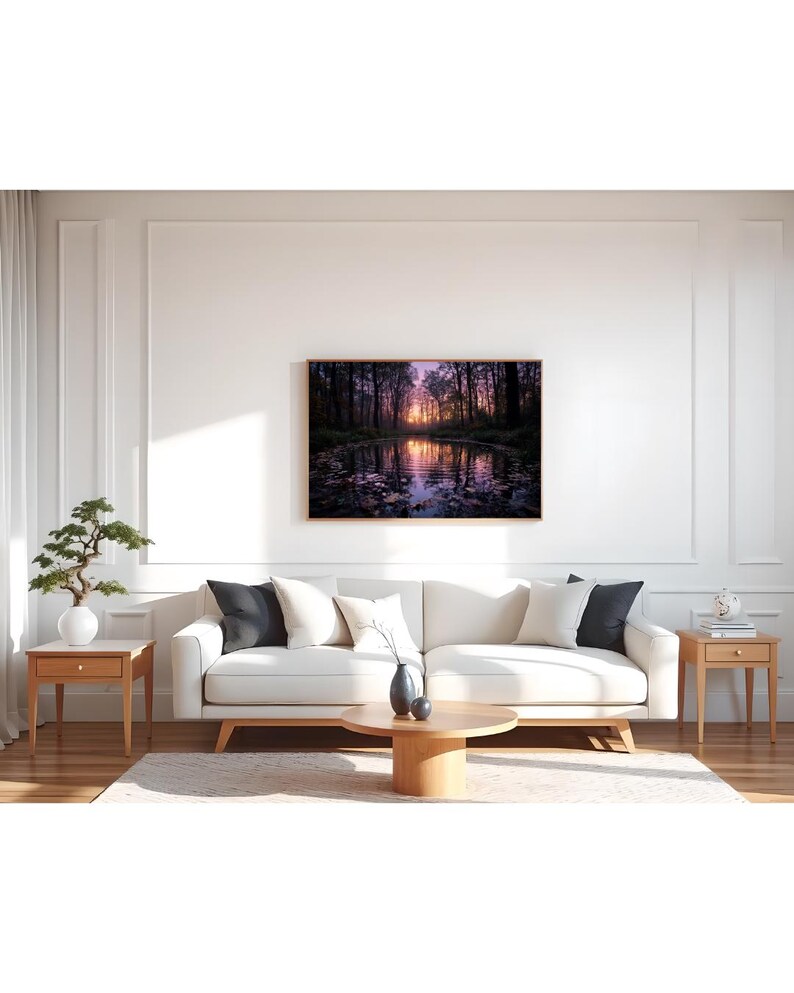 Forest Pond at Sunset 8K Digital Wall Art – Dreamy Autumn Reflections ...