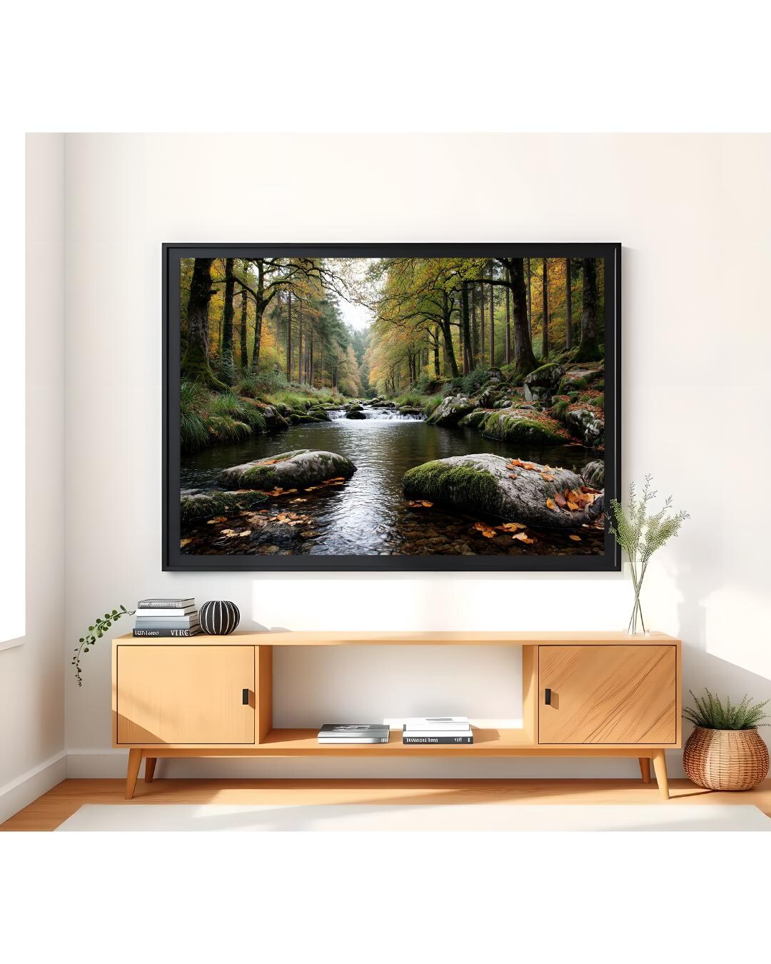Mossy Forest Stream 8K Nature Print – Peaceful Autumn River Scene With ...