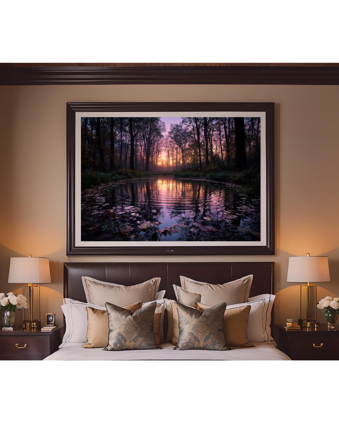 Forest Pond at Sunset 8K Digital Wall Art – Dreamy Autumn Reflections ...