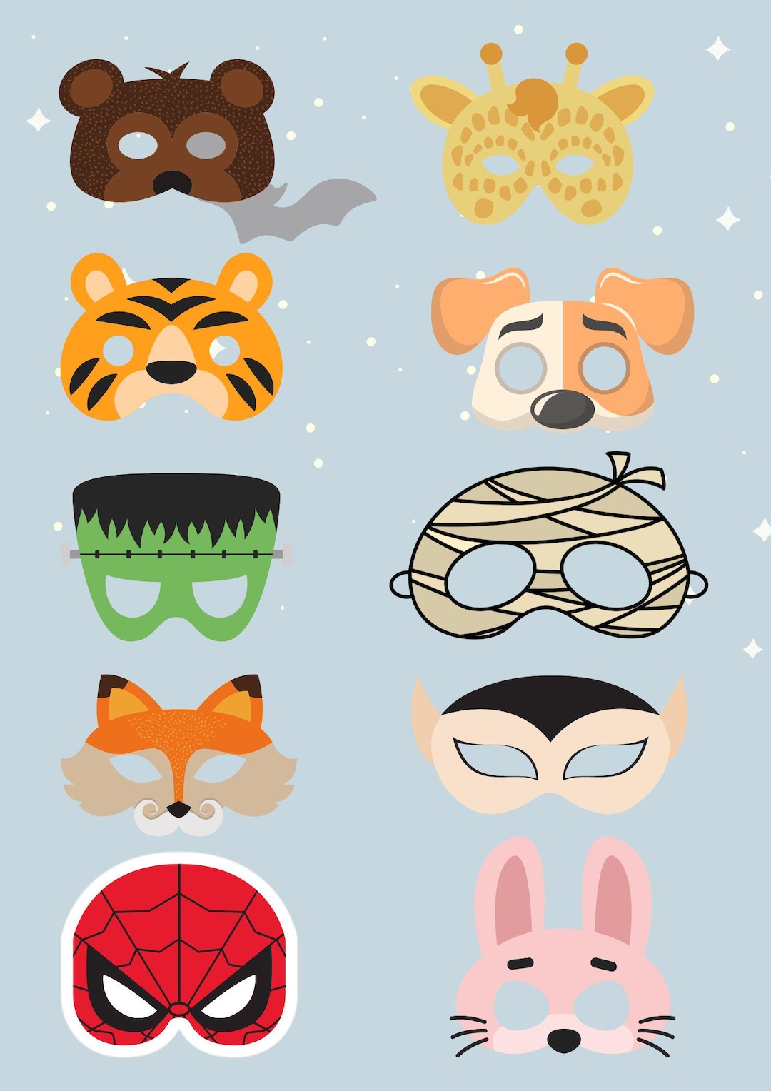 Halloween Printable Masks - Printable Costume DIY Halloween - Mask Kids ...