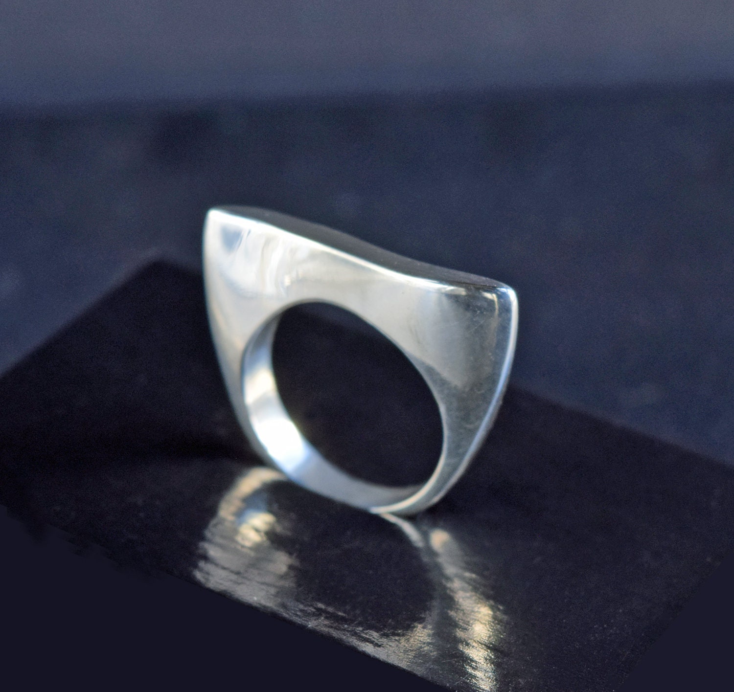 Vintage Wave Ring - Mid Century Modern Silver Ring - Modernist Abstract ...