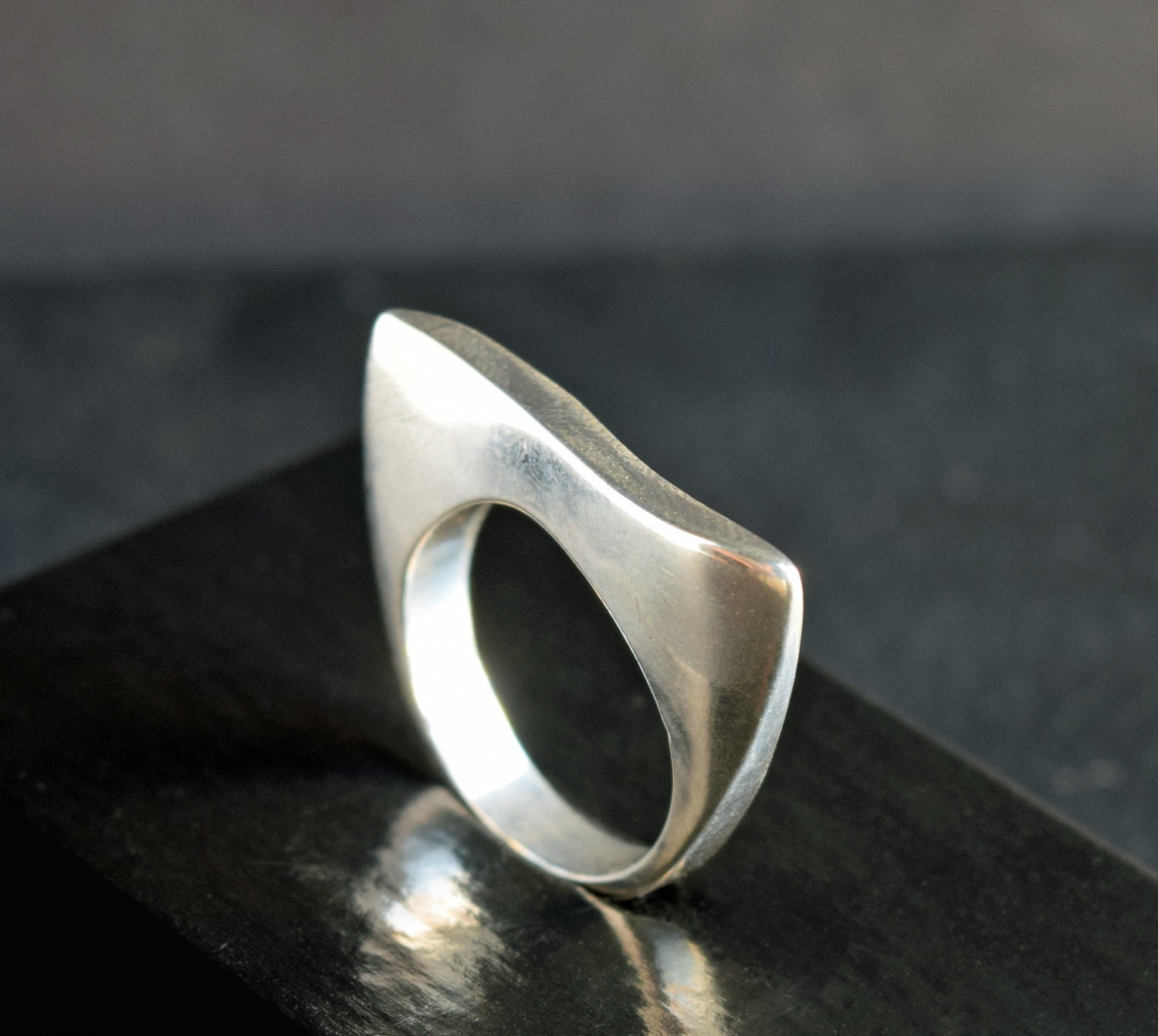Vintage Wave Ring - Mid Century Modern Silver Ring - Modernist Abstract ...