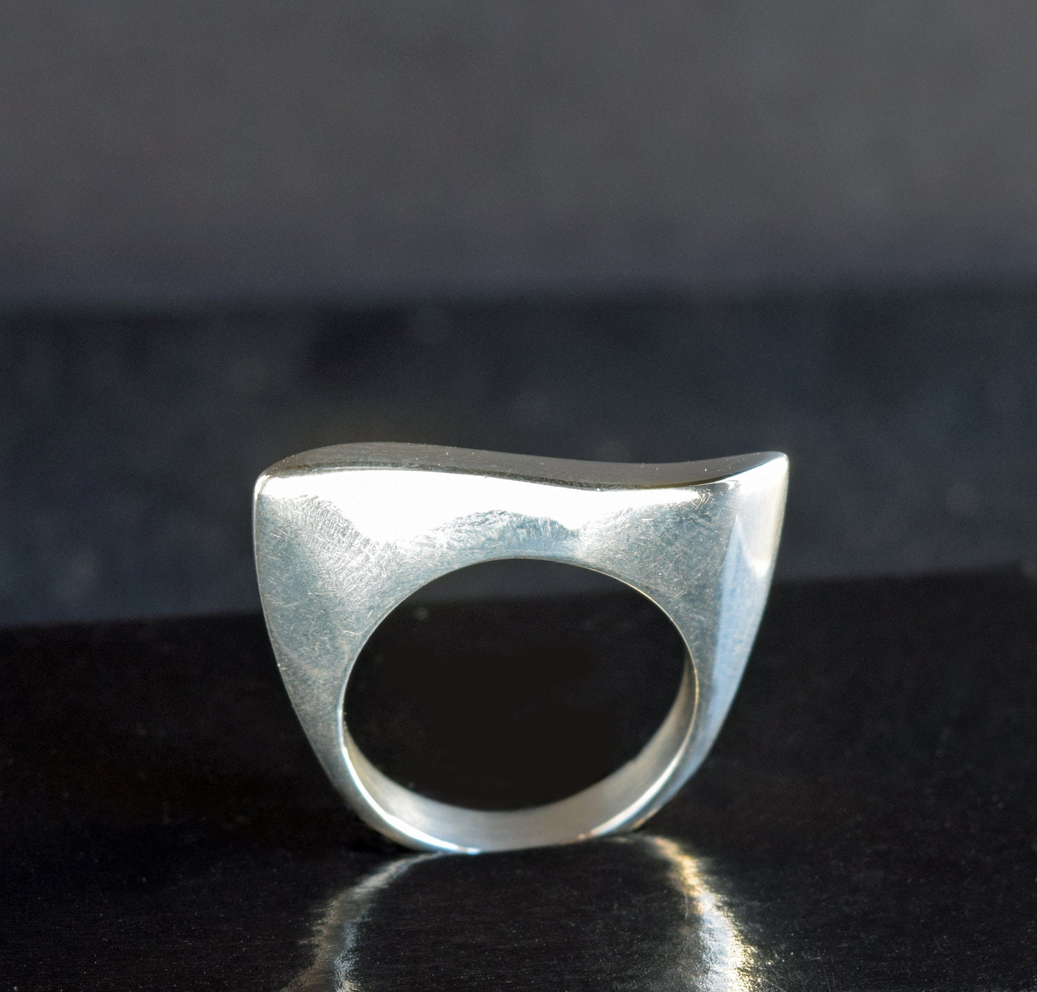 Vintage Wave Ring - Mid Century Modern Silver Ring - Modernist Abstract ...