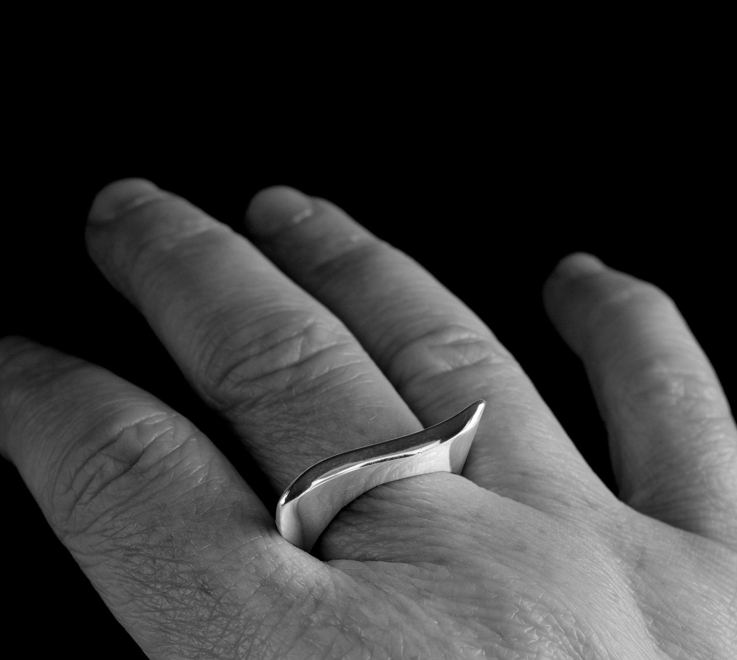 Vintage Wave Ring - Mid Century Modern Silver Ring - Modernist Abstract ...