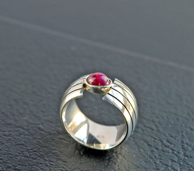 Heavy Ruby Silver Ring Beautiful Minimalist Silver Ruby Ring - Etsy UK