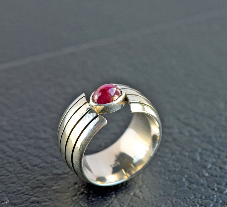 Heavy Ruby Silver Ring Beautiful Minimalist Silver Ruby Ring - Etsy UK