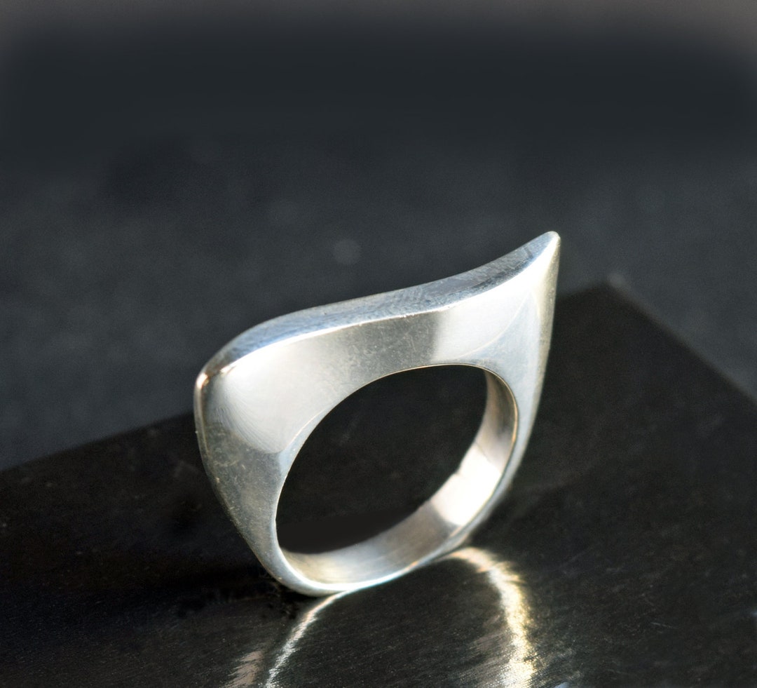 Vintage Wave Ring - Mid Century Modern Silver Ring - Modernist Abstract ...