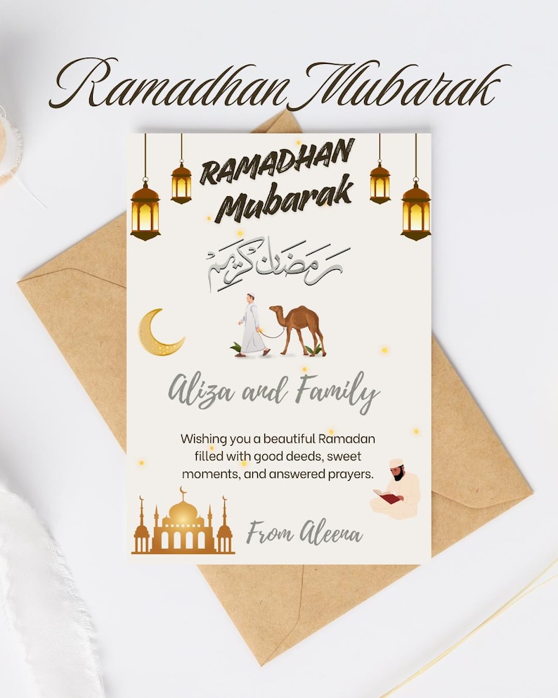 Ramadan Mubarak Printable | Modern Islamic Card | Editable Digital ...