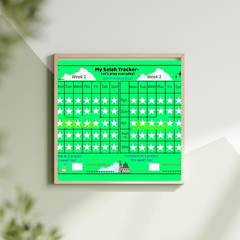 Printable Salah Tracker – Kids' Daily Prayer Checklist (PDF) - Etsy
