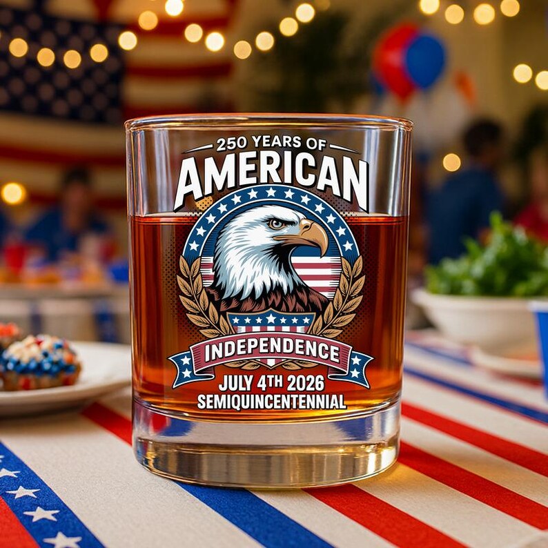 250th Anniversary America Whiskey Glass, 250 Years USA Independence Day ...