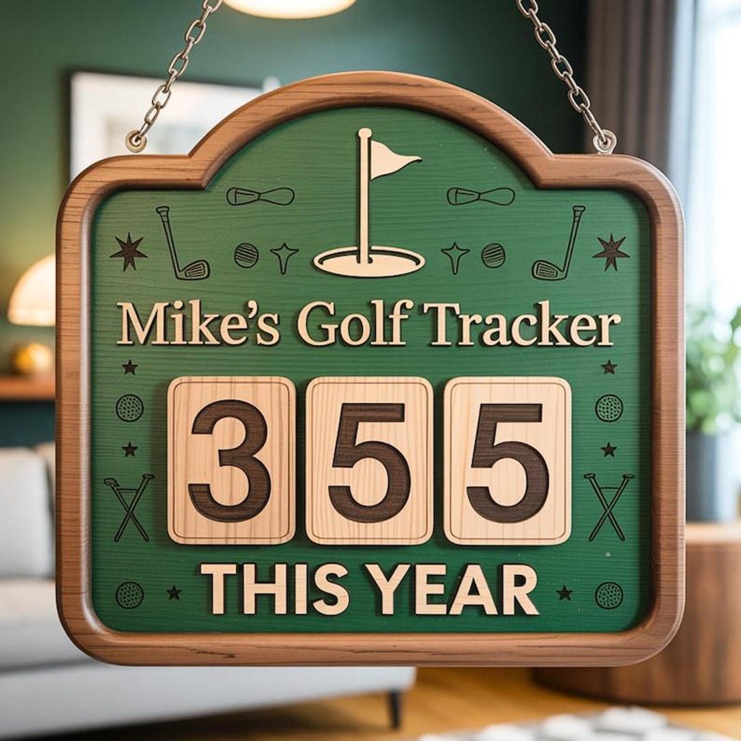 Personalized Golf Rounds Tracker Sign, Custom Golfer Score Display ...