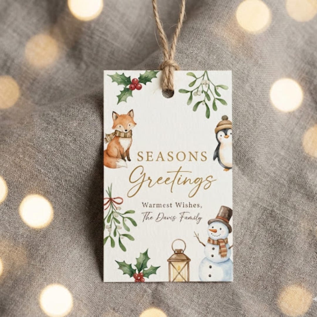 Editable Season Greeting Gift Tag, Secret Santa Gift Tag Template, Cute ...