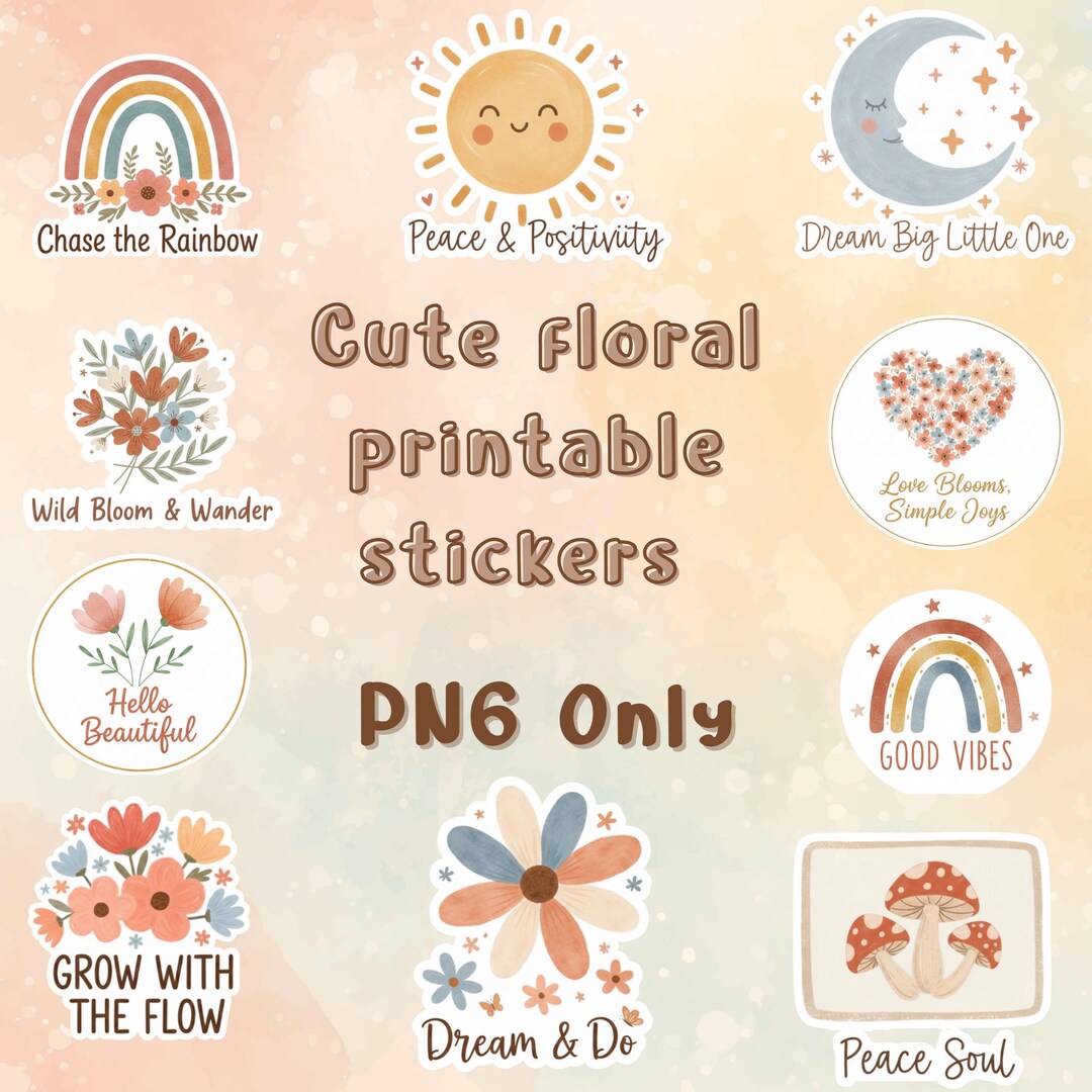 Cute Floral Packaging Stickers PNG, Printable & Cuttable Stickers for ...