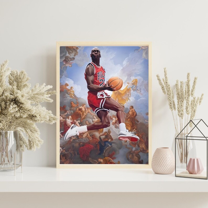 Michael Jordan Iconic Slam Dunk Renaissance Poster | Legendary Chicago ...