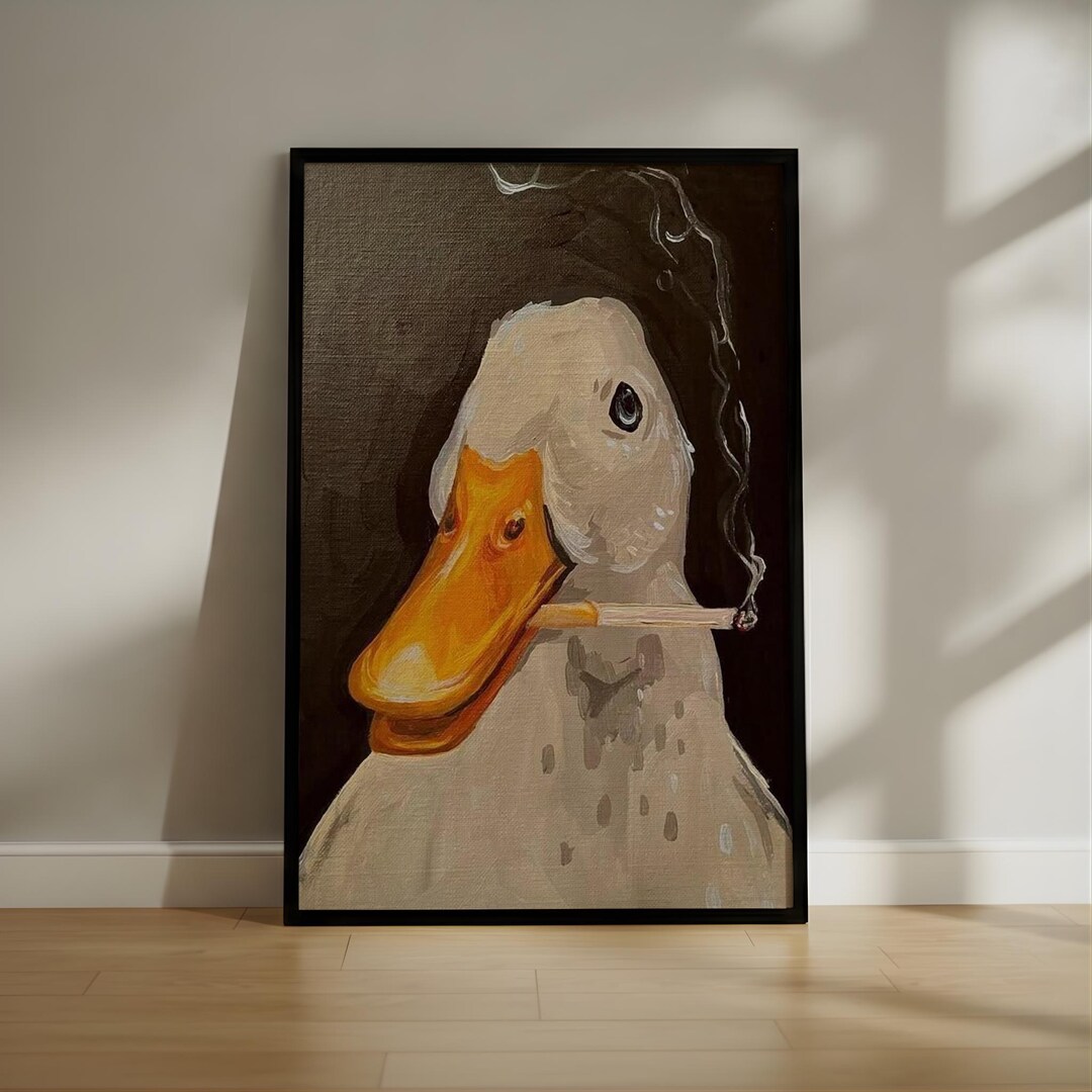 Retro Duck Art - Amusing Cigarette-smoking Duck Illustration Poster ...