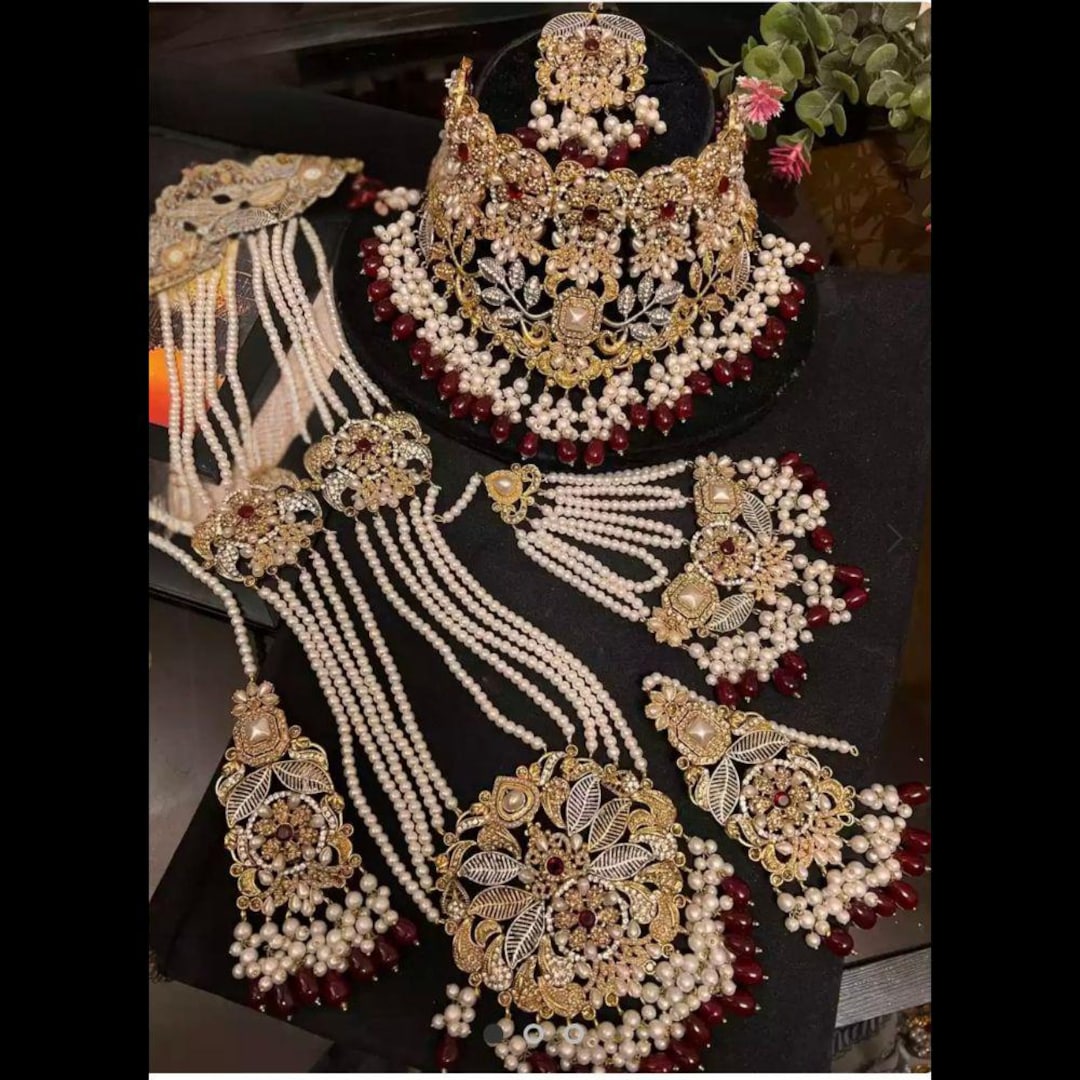 Indian Pakistani Bridal Jewellery - Necklace Bridal Heavy Stone ...