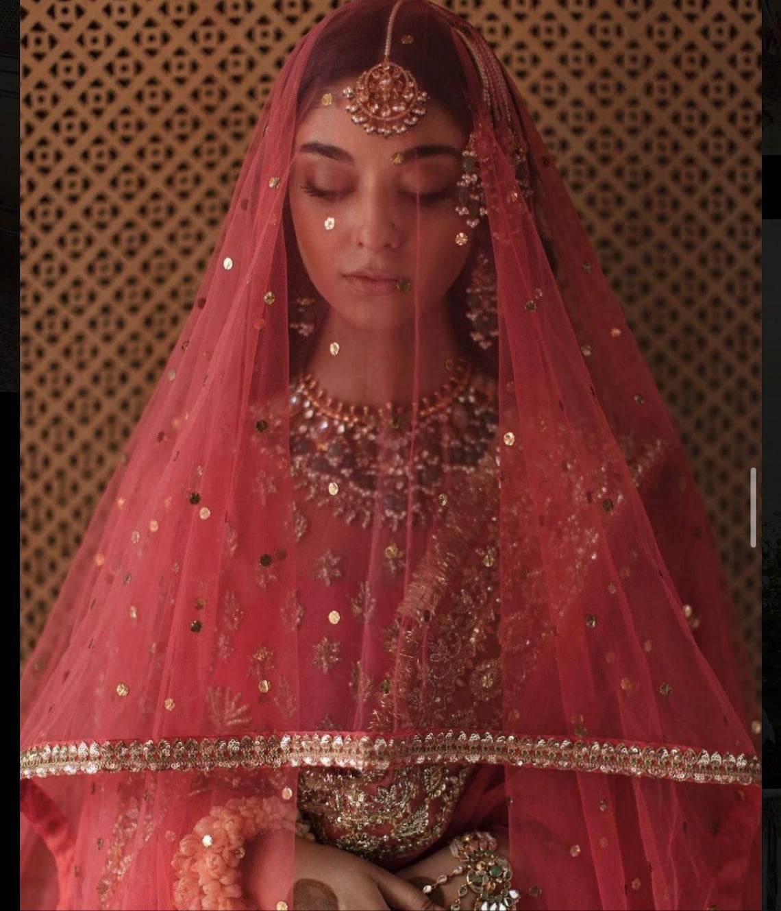 Pakistani Indian Bride Veil, Red Long Trail Wedding Dupatta, Bridal ...