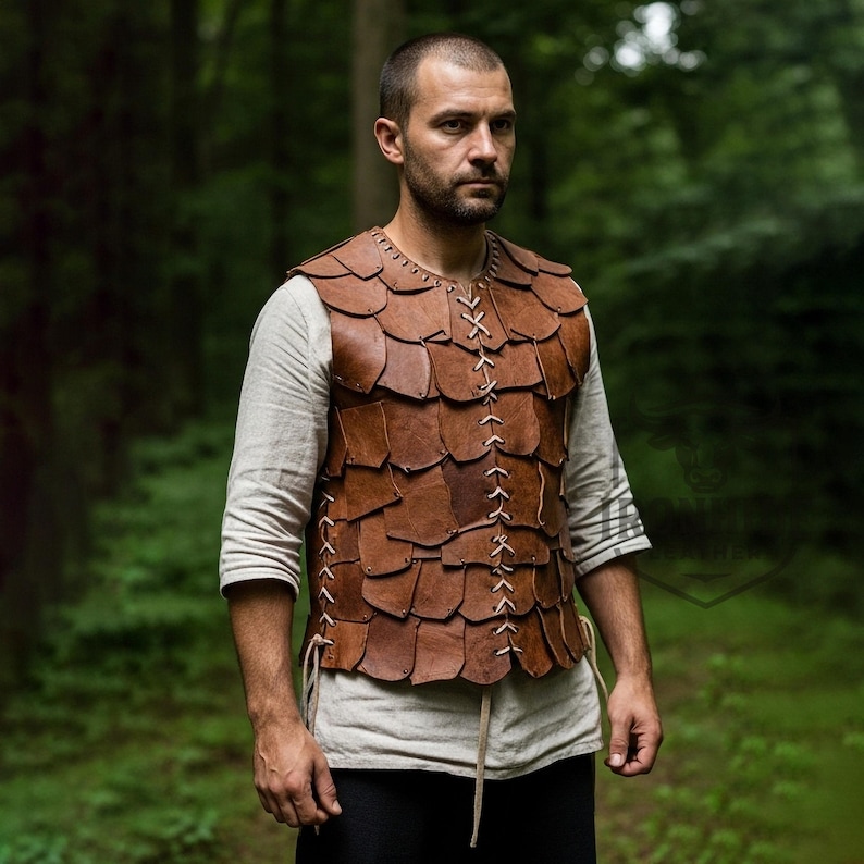 Handmade Medieval Scale Armor Vest | Genuine Brown Leather Costume ...